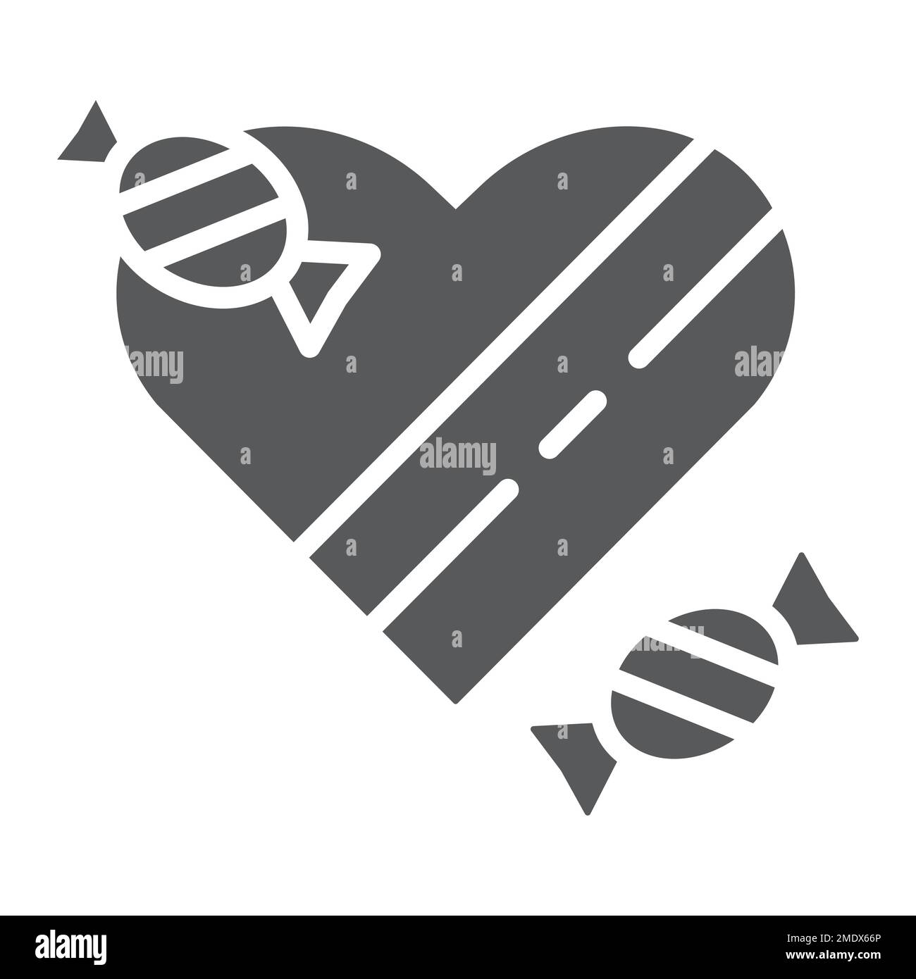 Chocolates glyph icon, valentines and romantic, heart sweets sign ...