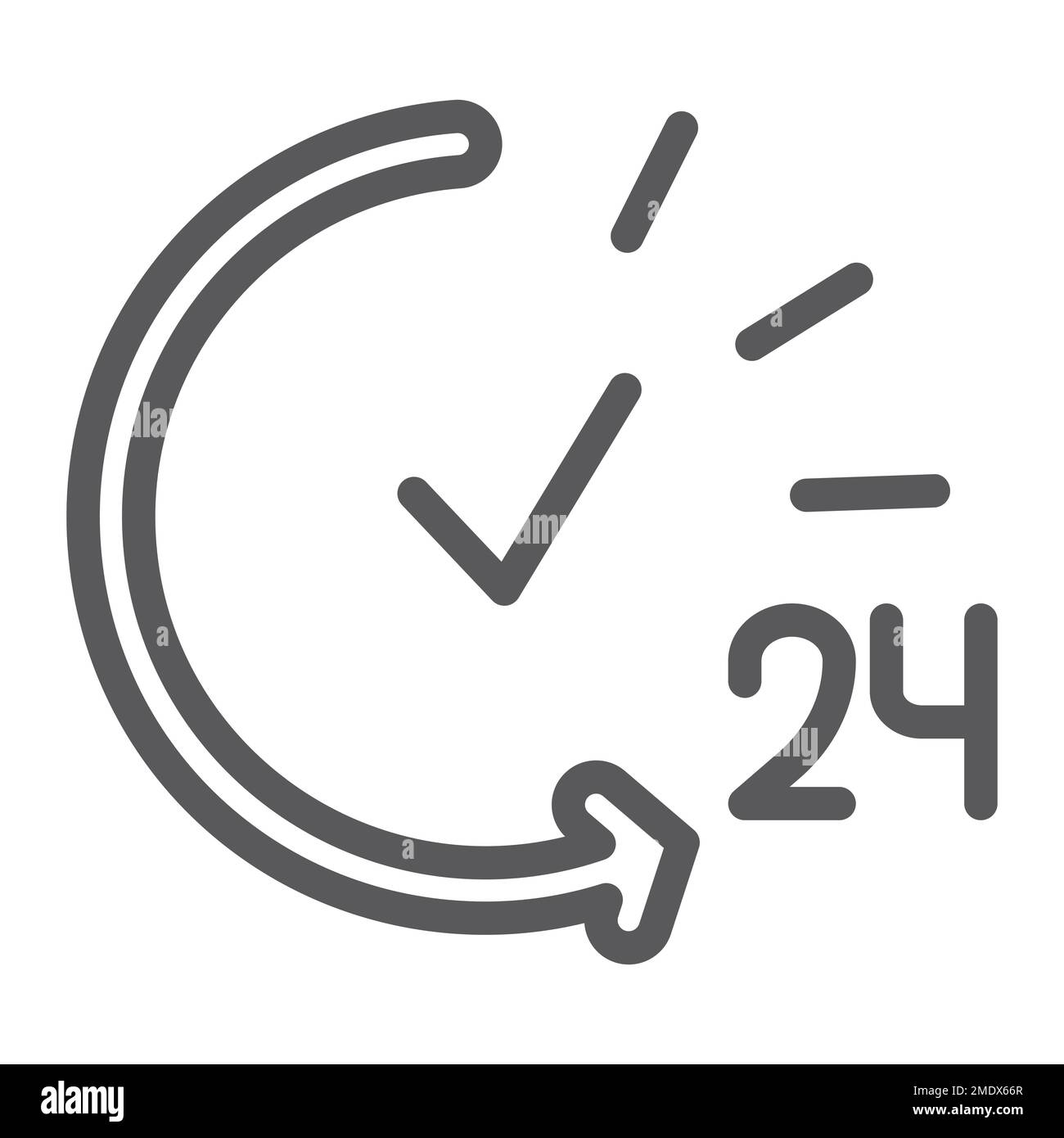 24 hours line icon, service and time, open all day sign, vector ...