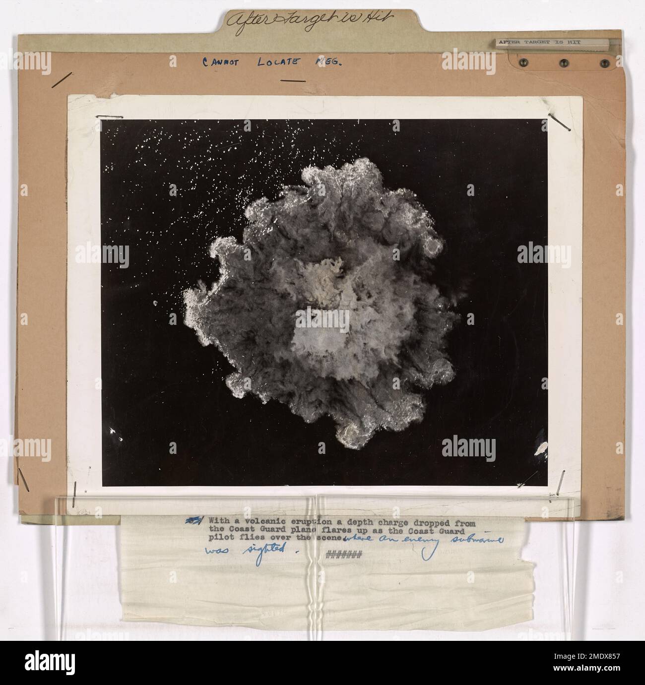 This image depicts the eruption from a depth charge dropped from a ...