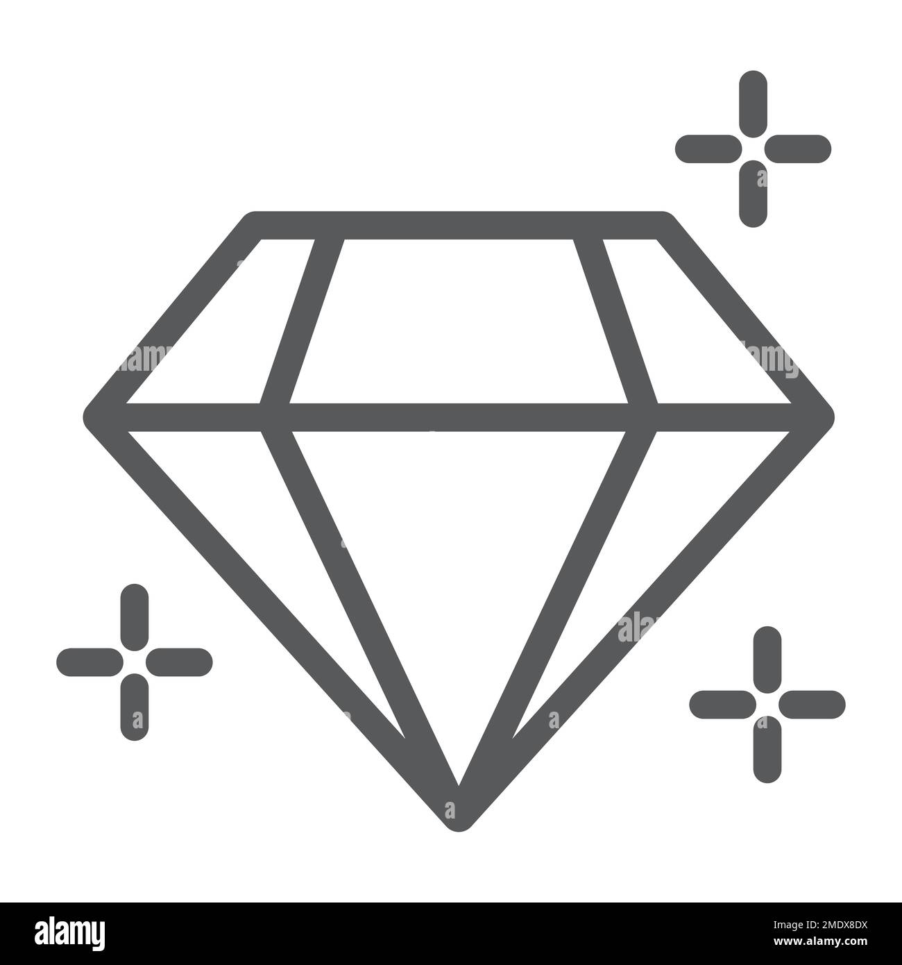 Diamond line icon, jewellery and accessory, brilliant sign, vector graphics, a linear pattern on ...