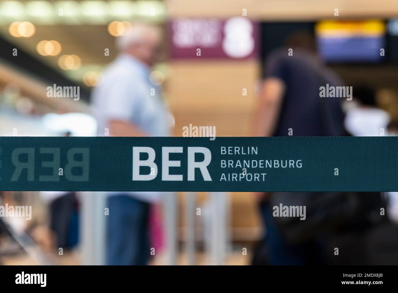 Close-up detail view of BER code Berlin Brandenburg airport logo ...