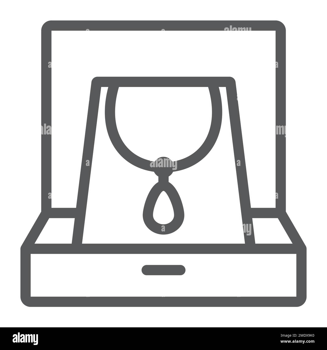 Necklace in box line icon, jewellery and accessory, gift box with ...