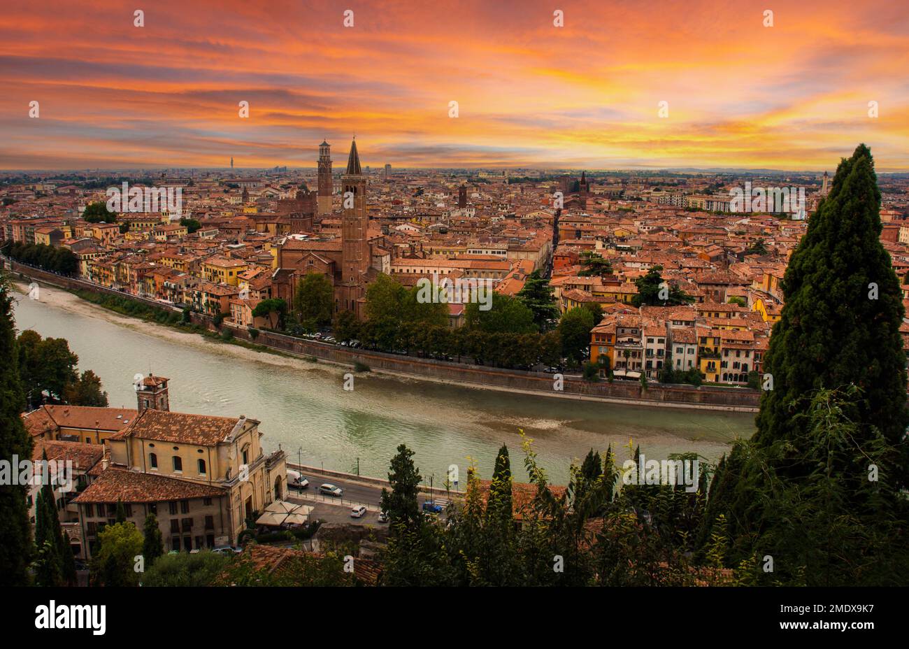 Verona castle city sunset hi-res stock photography and images - Alamy
