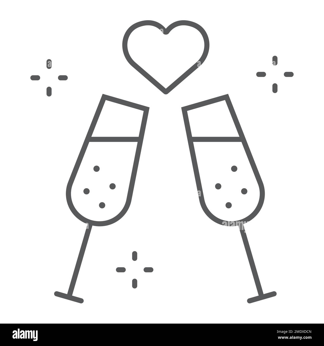 Champagne glasses thin line icon, celebrating and toast, sparkling ...