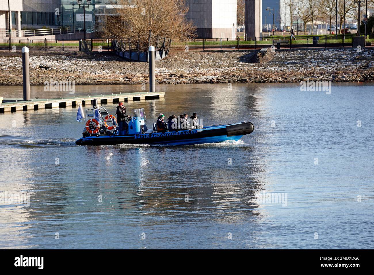 Cardiff Bay inflatable power boat trip taken January 2023 Stock Photo ...