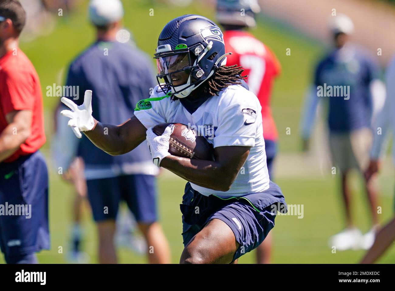 Seattle Seahawks running back DeeJay Dallas runs during an NFL football ...