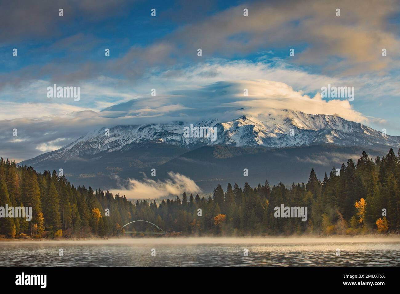 A beautiful view of a natural landscape with mount Shasta captured on a ...