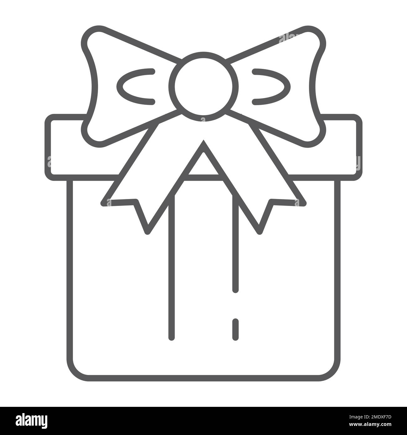 Gift box thin line icon, package and surprise, present sign, vector ...