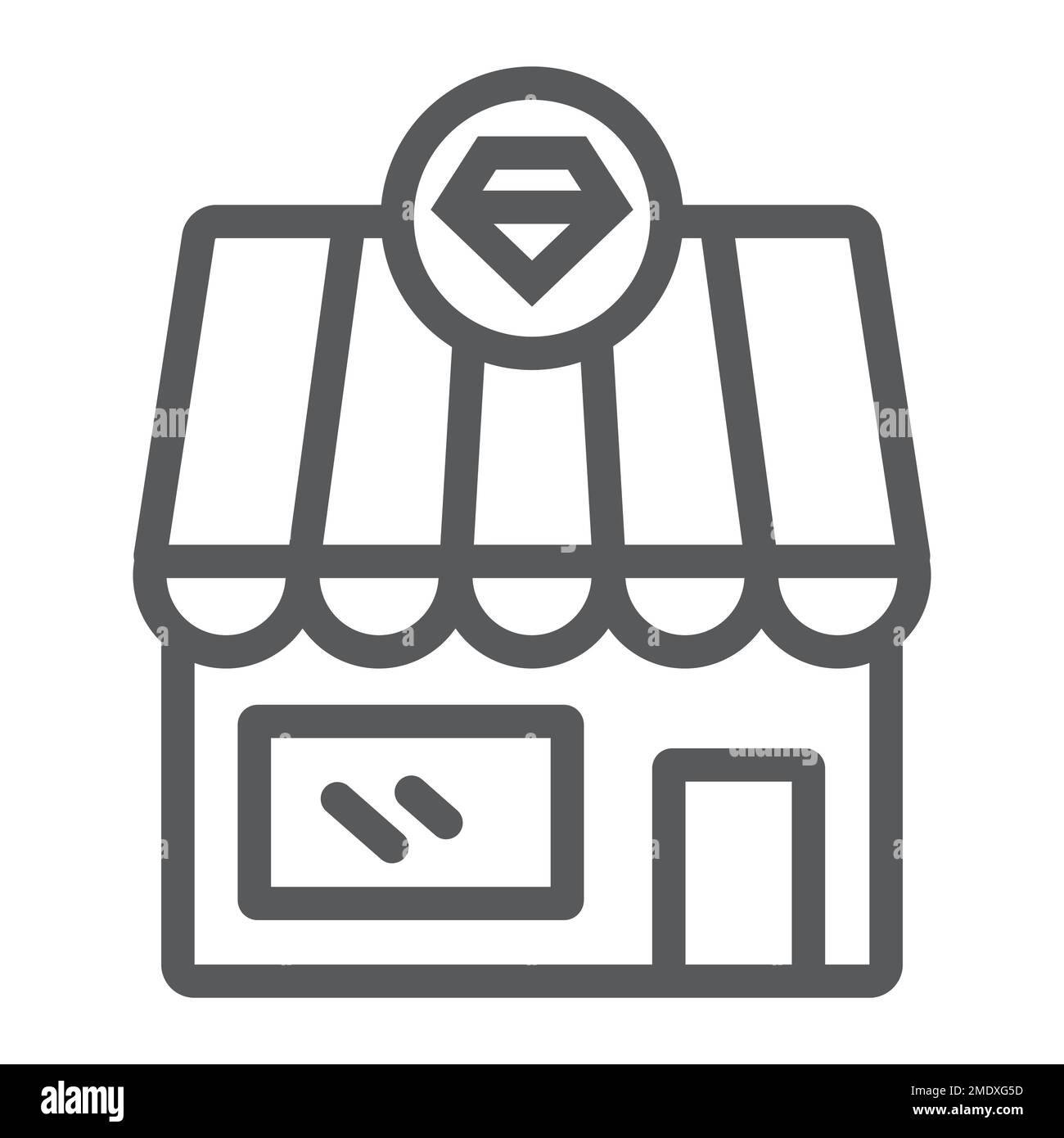 Jewelry shop line icon, building and accessory, diamond store sign ...