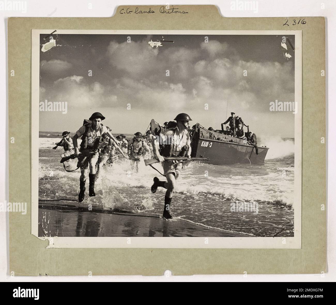 U.S. Coast Guard-manned landing craft land British Royal Marines on the ...