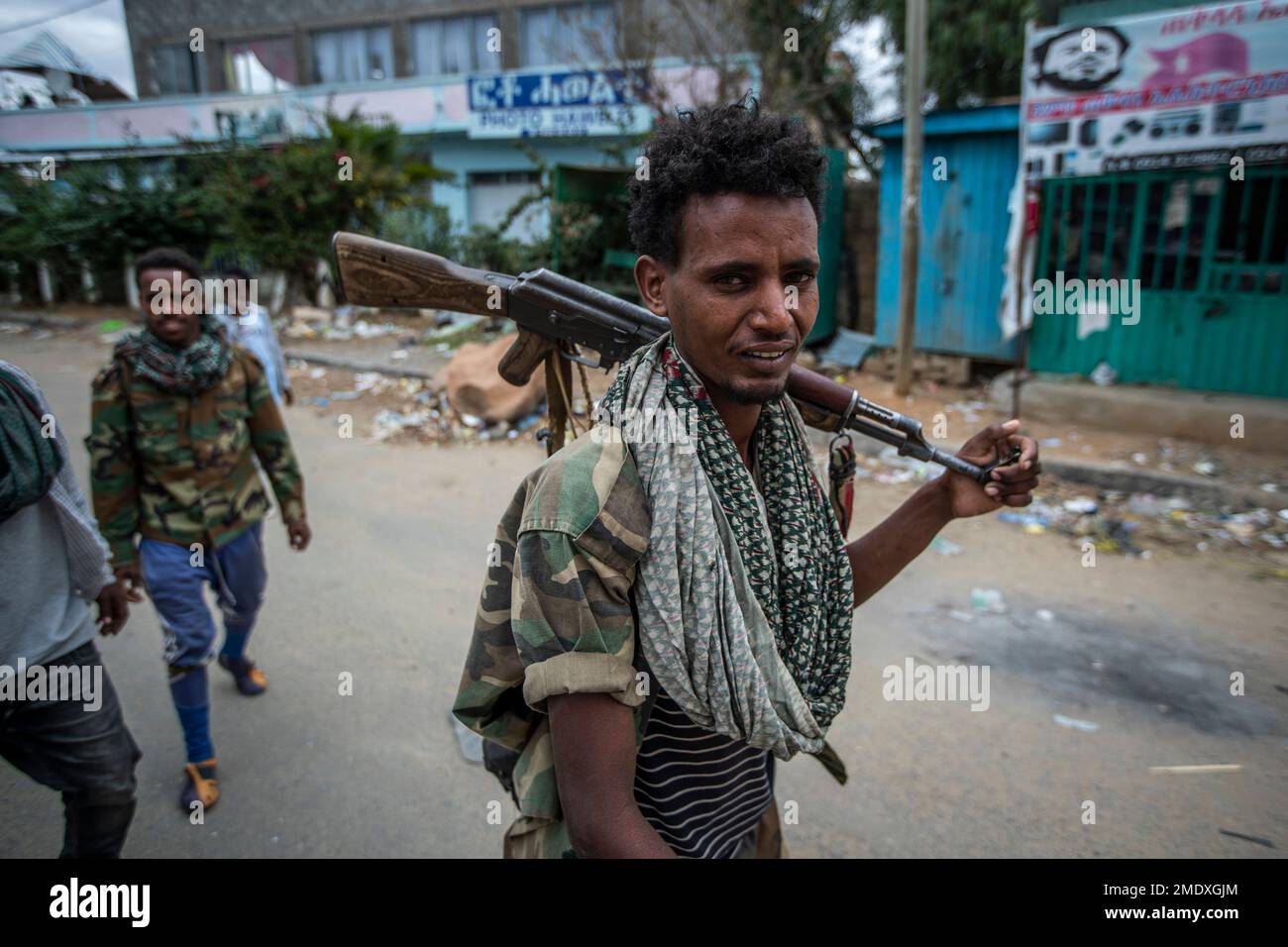 FILE - In this Friday, May 7, 2021 file photo, fighters loyal to the ...