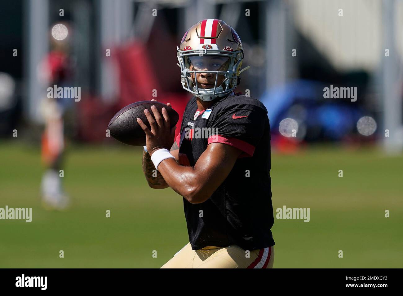 San Francisco 49ers quarterback Trey Lance at NFL football training ...