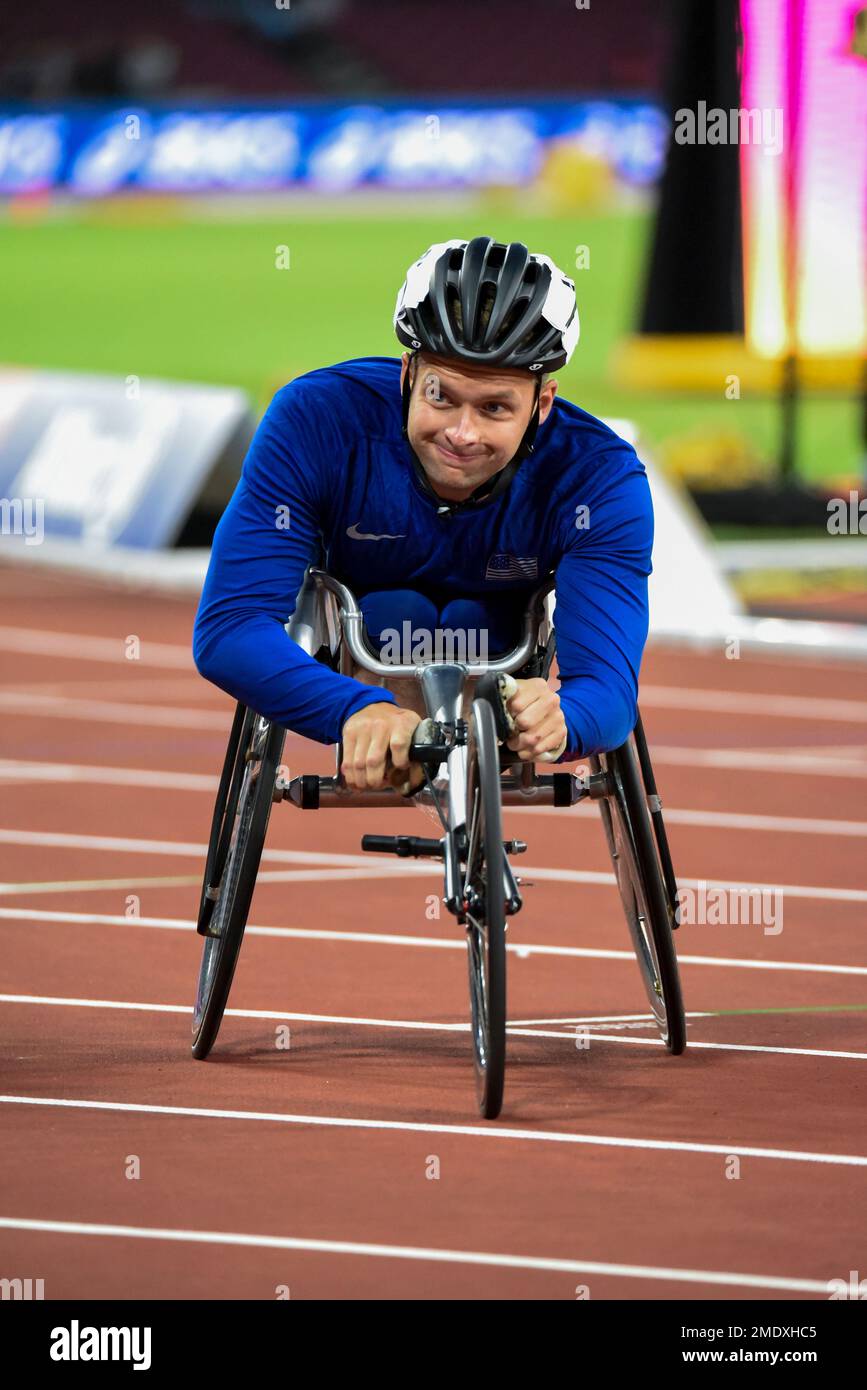 Brian Siemann of USA competing in the wheelchair racing at the 2017 World Para Athletics ...