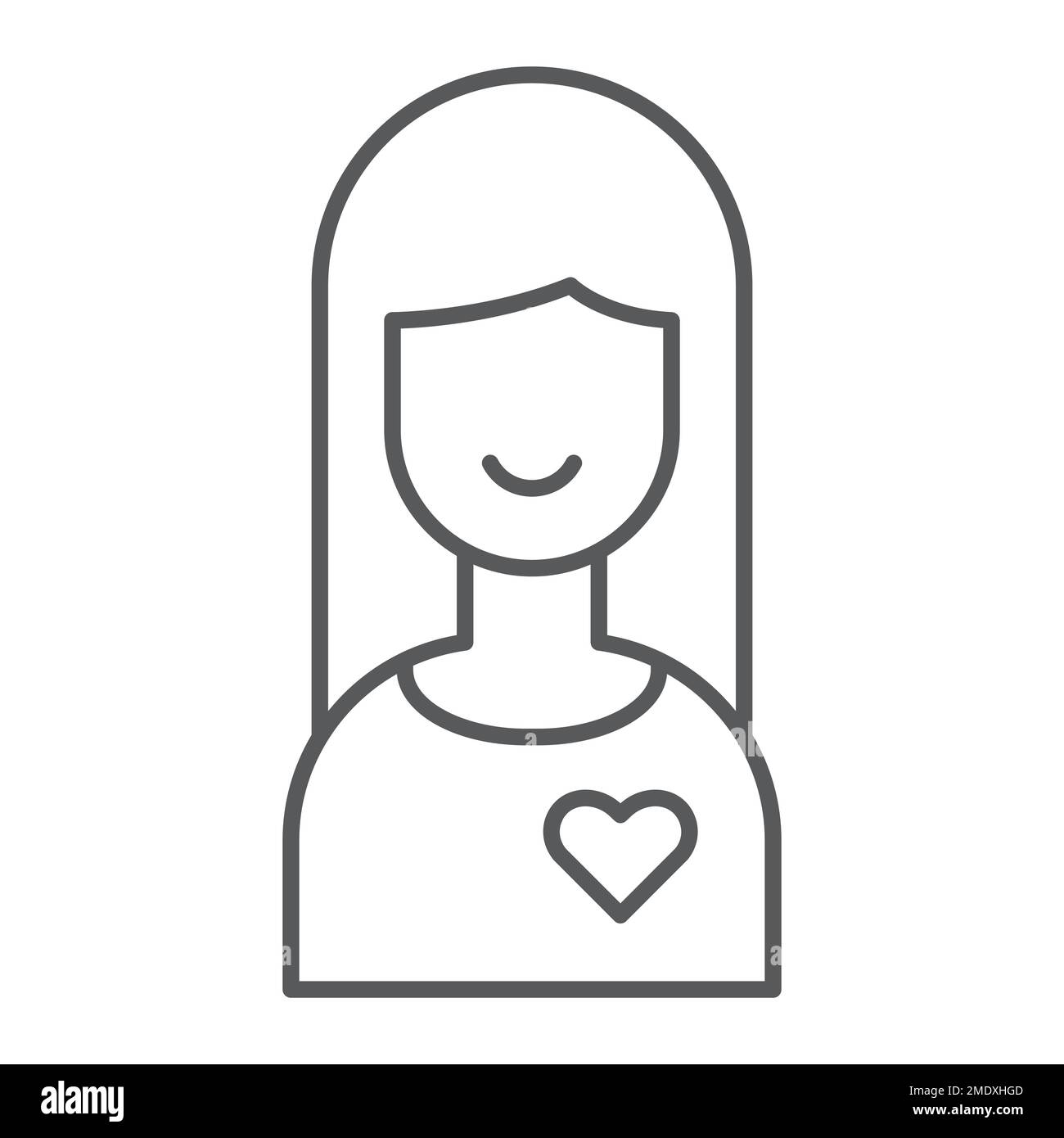 Girlfriend thin line icon, female and love, girl sign, vector graphics ...