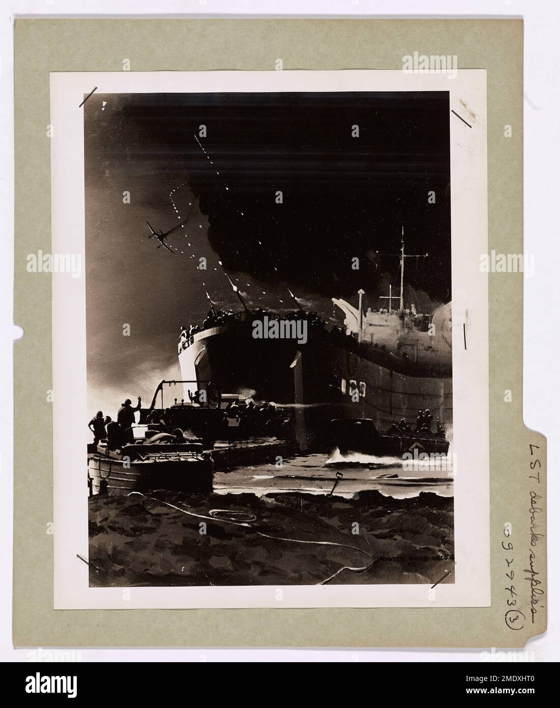 An LST (Landing Ship, Tank) delivers supplies under cover of darkness ...