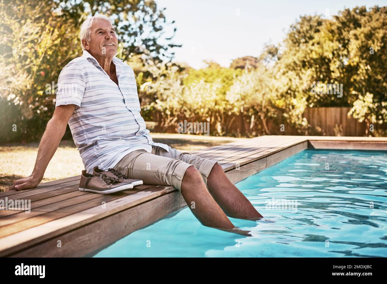 Man senior relax retirement swimming pool smile old hi-res stock ...