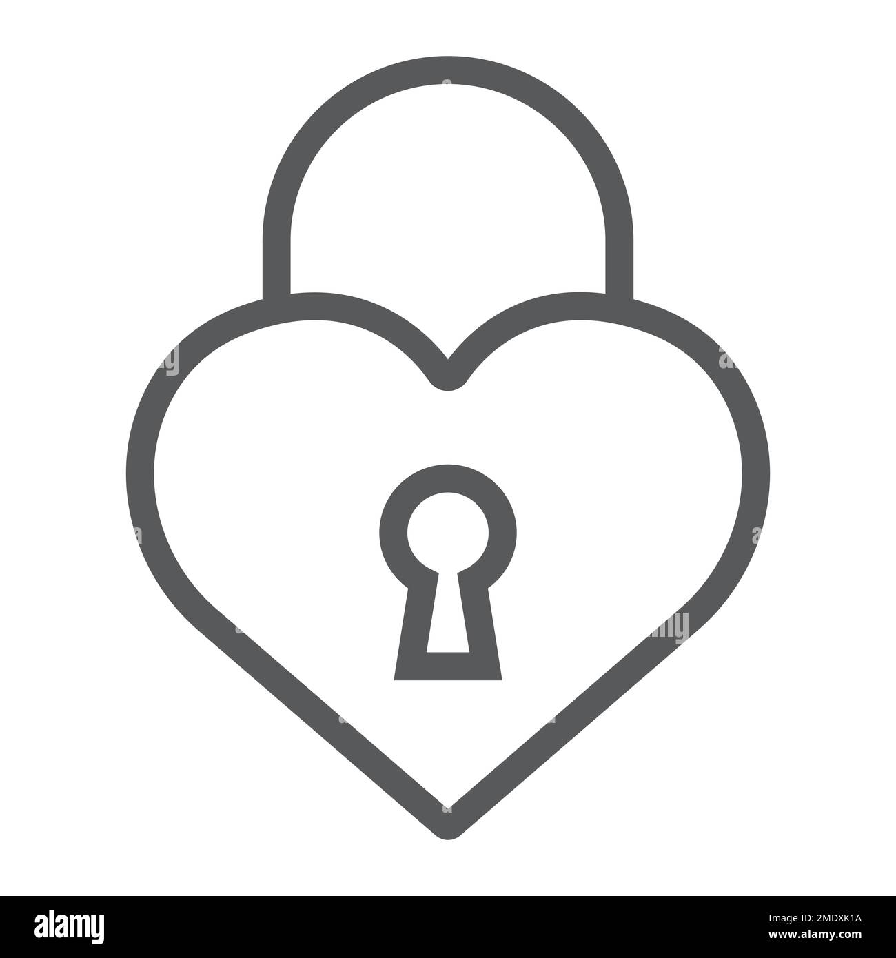 Heart lock line icon, love and padlock, love lock sign, vector graphics ...
