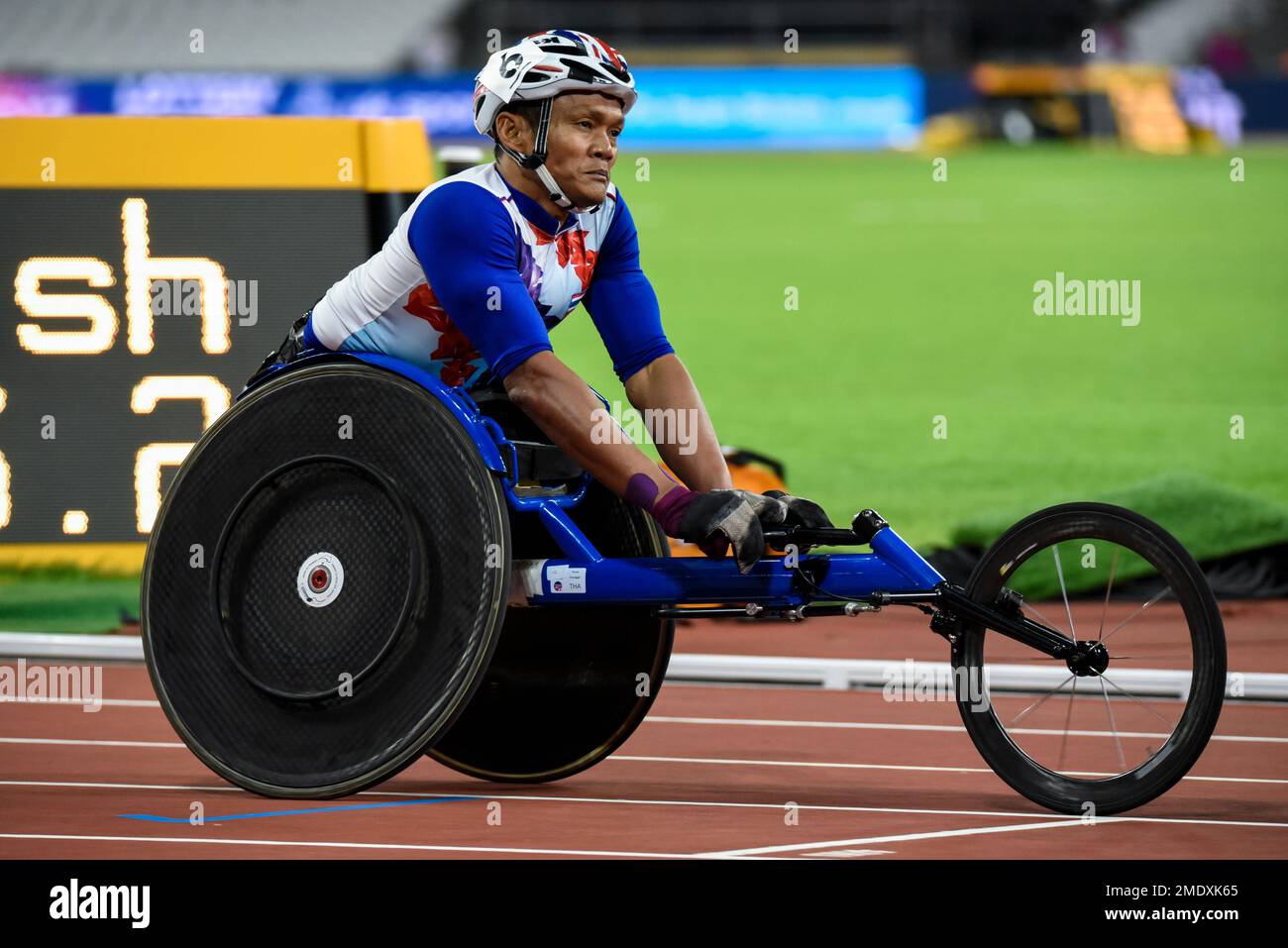 Pichet Krungget competing in the wheelchair racing at the 2017 World Para Athletics ...