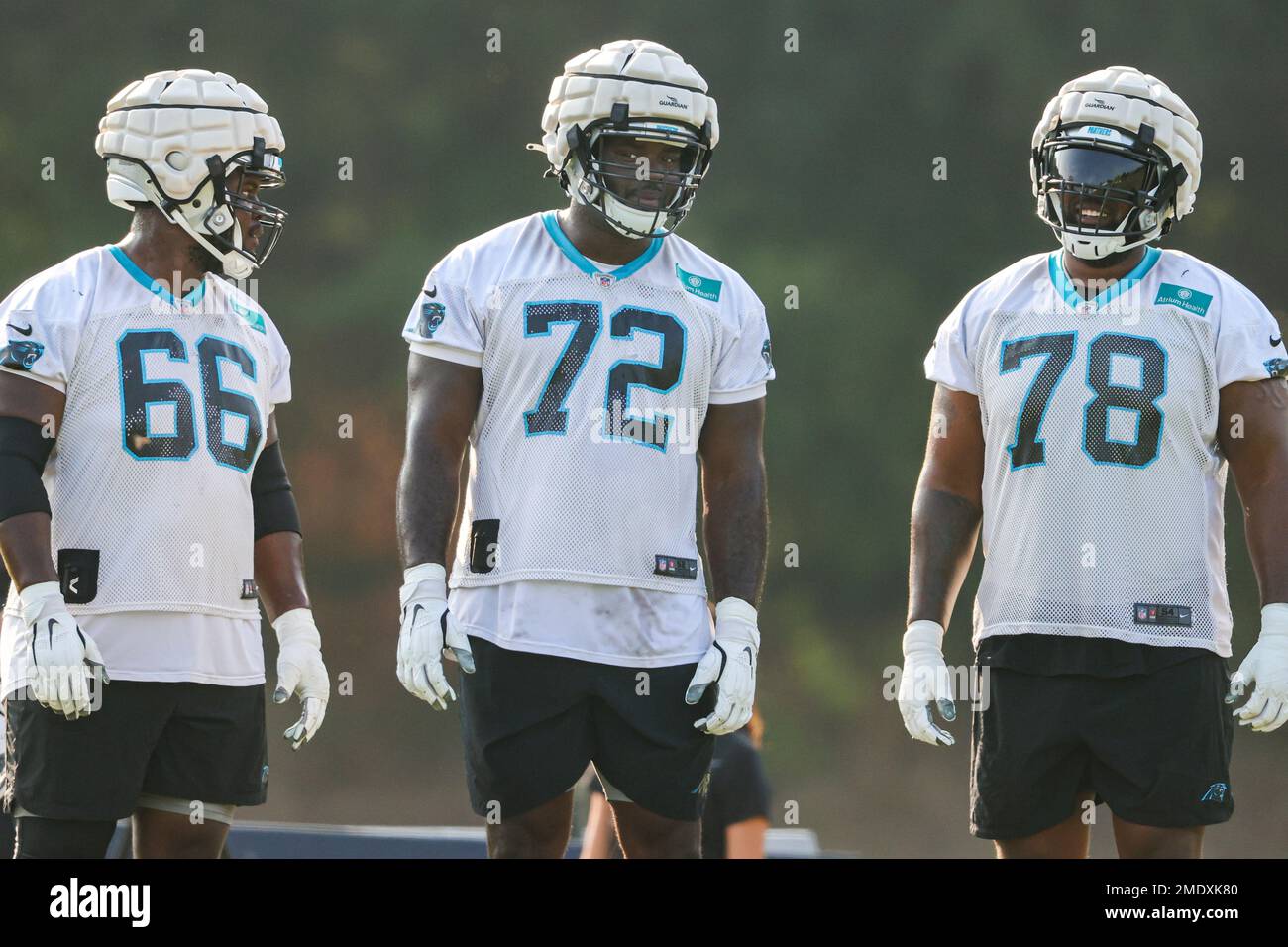 Carolina Panthers offensive linemen (L-R) Mike Horton, Taylor Moton and ...