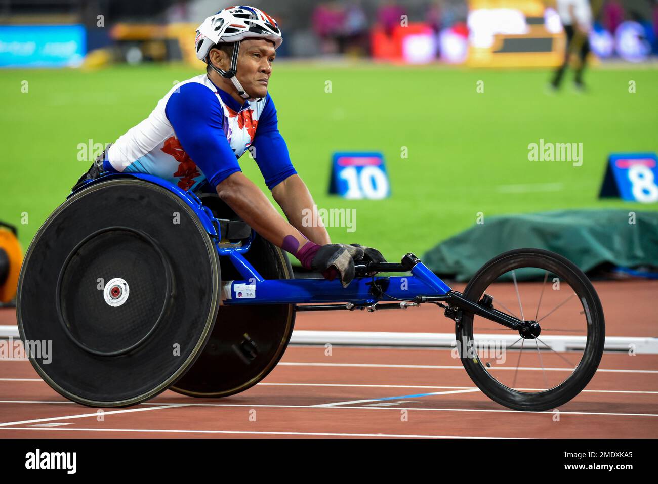 Pichet Krungget competing in the wheelchair racing at the 2017 World Para Athletics ...