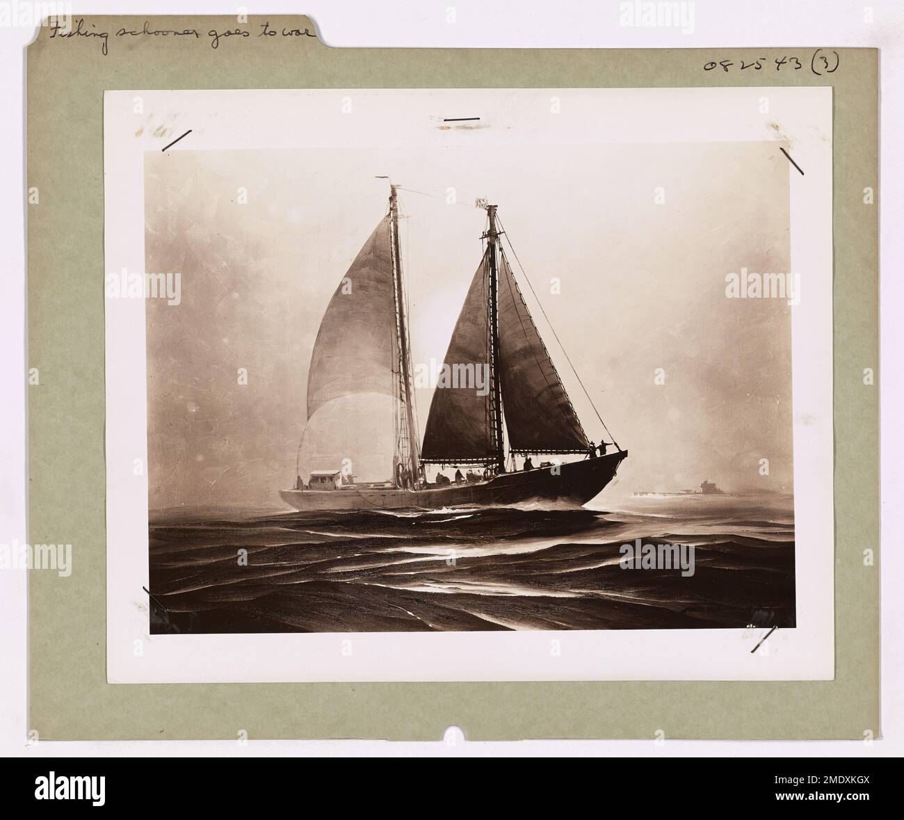 An oil painting of the fishing schooner Gertrude L. Thebaud, depicted ...