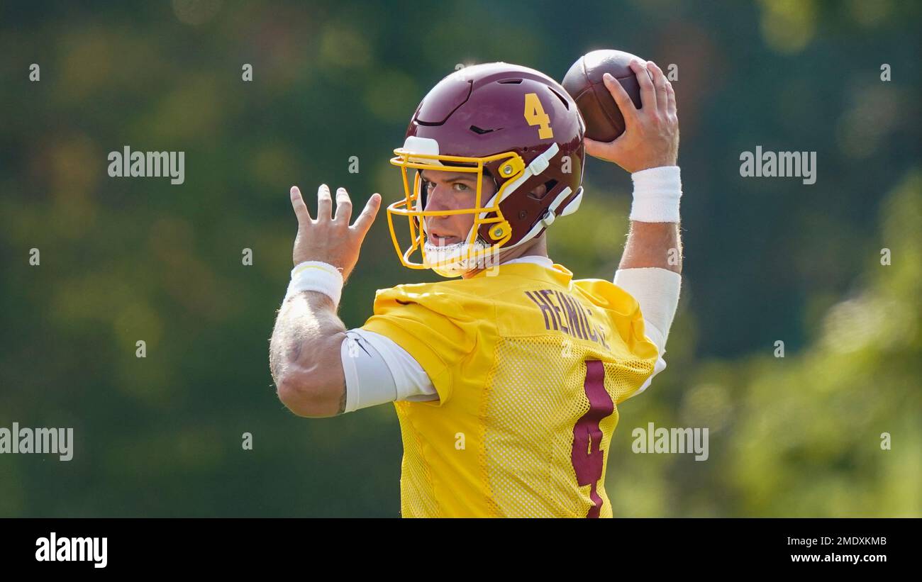 Washington Football Team quarterback Taylor Heinicke (4) throws during ...
