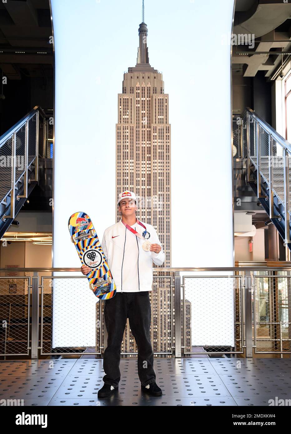 Olympic Skateboarder Jagger Eaton poses with his Tokyo 2020 bronze ...