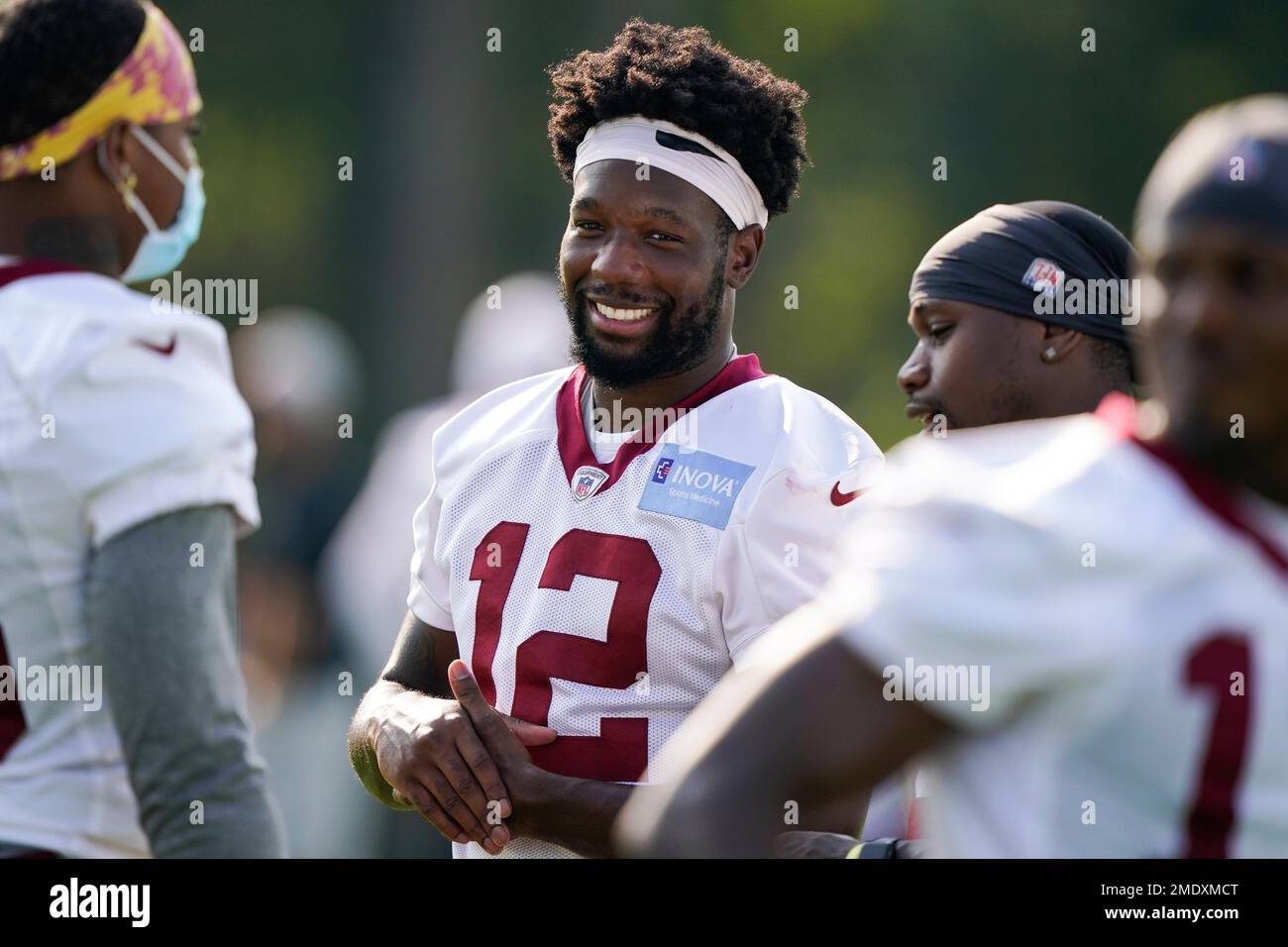 Washington Football Team wide receiver Tony Brown (12) smiles during ...