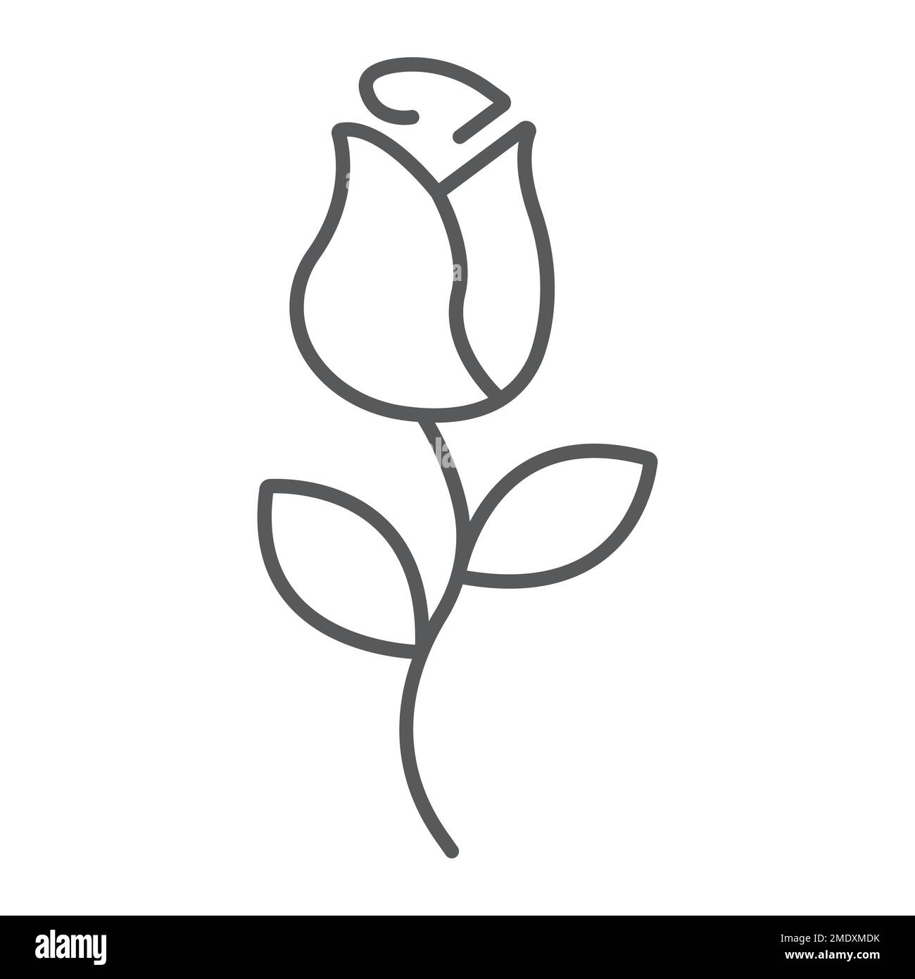Rose thin line icon, love and floral, flower sign, vector graphics, a ...
