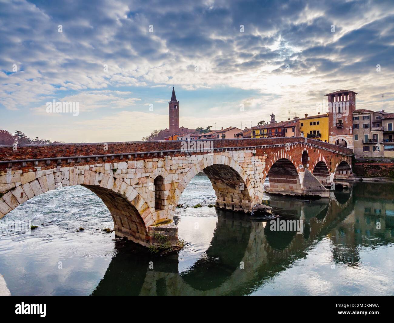 Ponte pietra roman arch bridge hi-res stock photography and images - Alamy