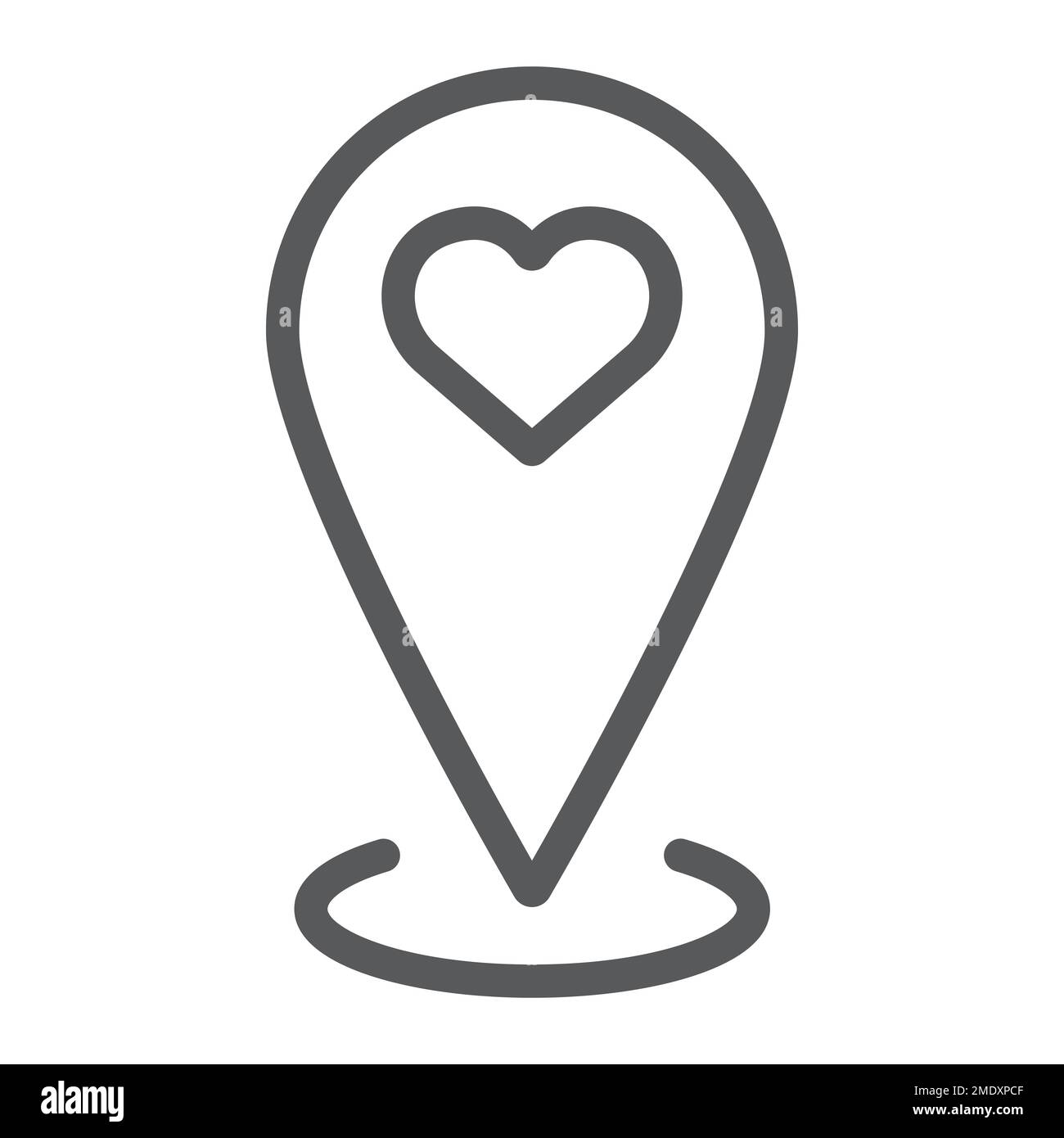 Love location line icon, love and gps, map pointer sign, vector graphics, a linear pattern on a ...