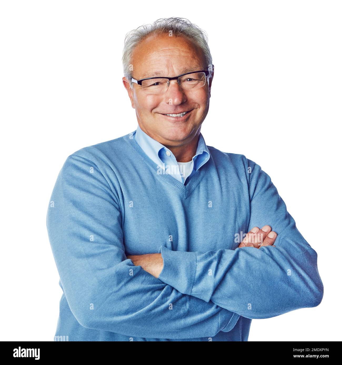 Portrait, senior man and arms crossed with smile, leadership or citizen ...