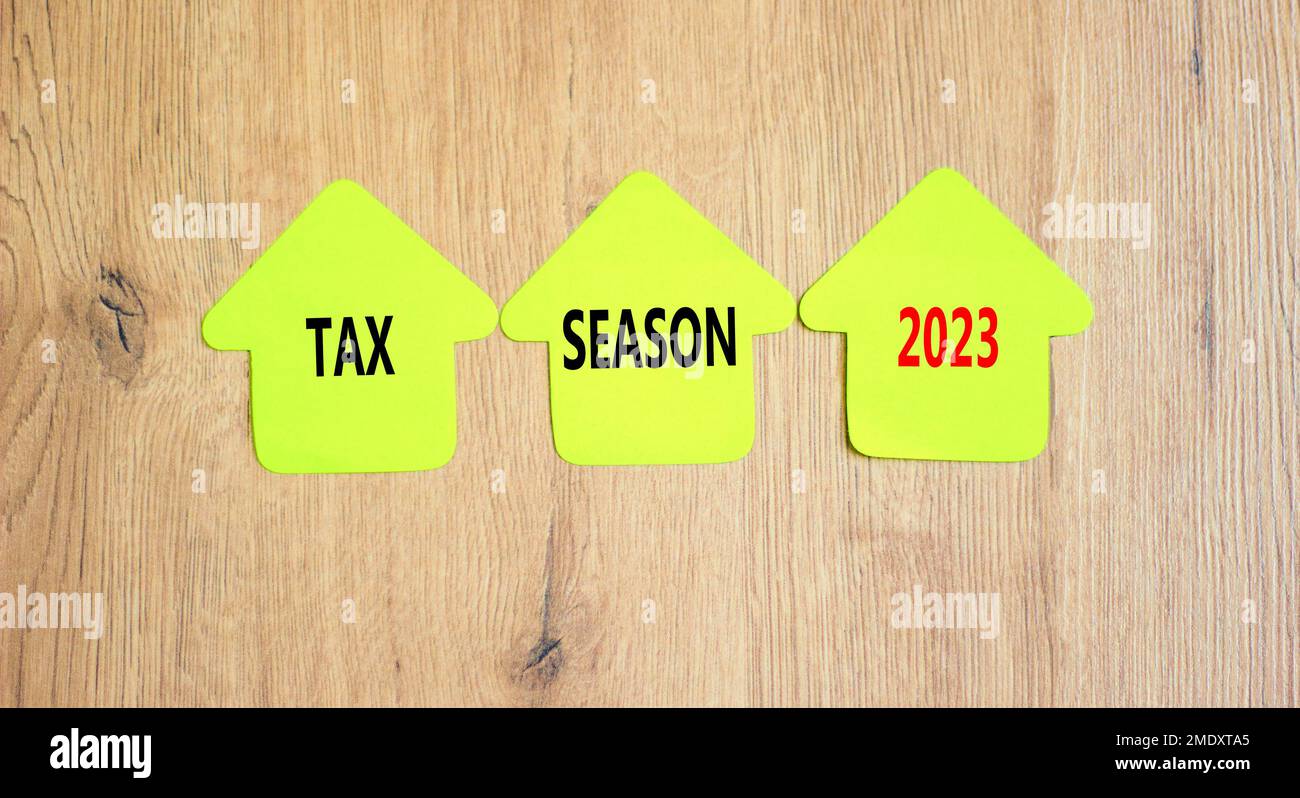 Tax season 2023 symbol. Concept words Tax season 2023 on green paper ...