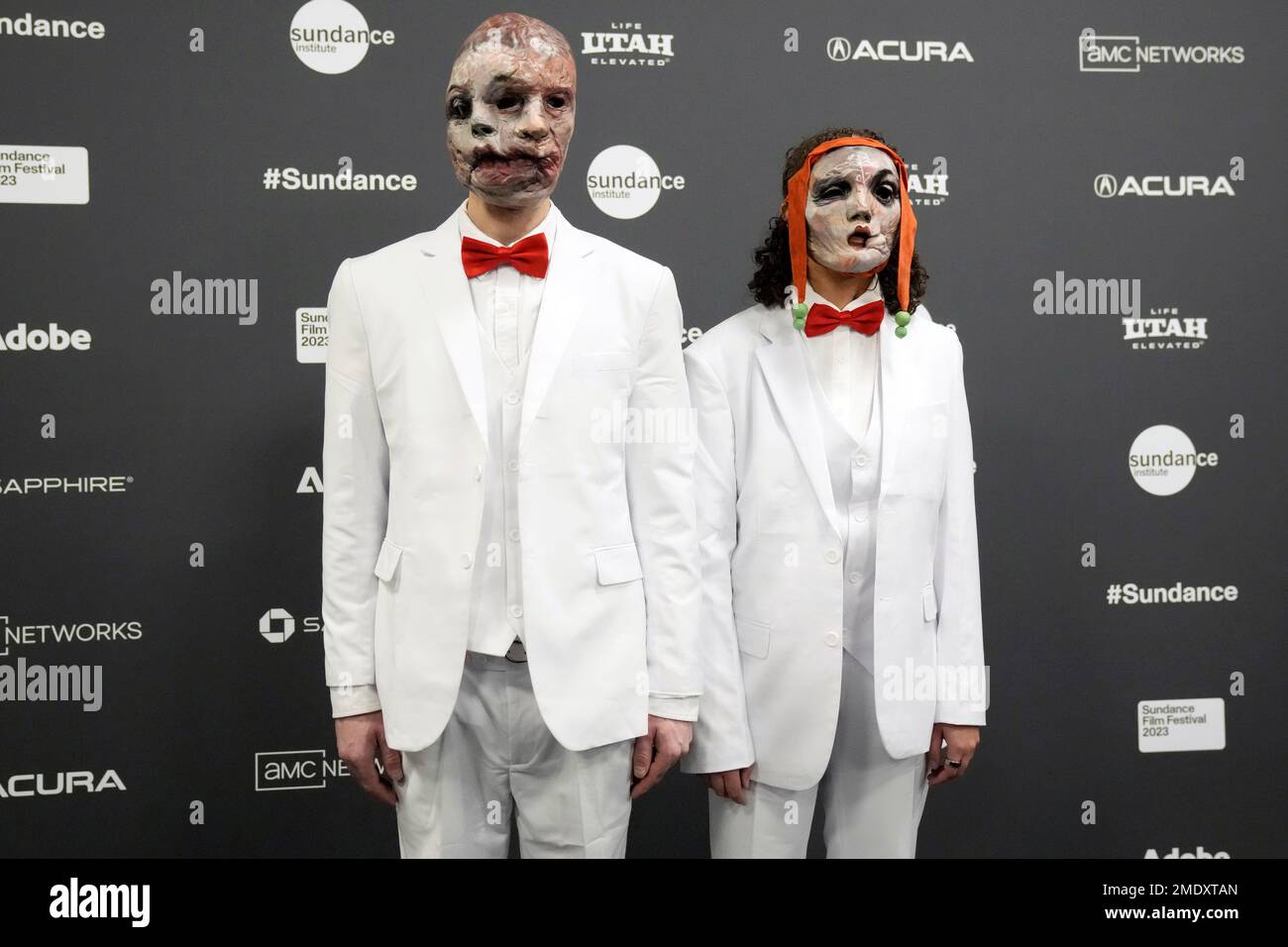 Masked characters from the film attend the premiere of "Infinity Pool ...