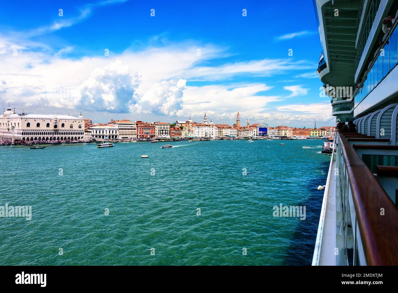 View of the city of Venice, from the side of a cruise ship Stock Photo ...