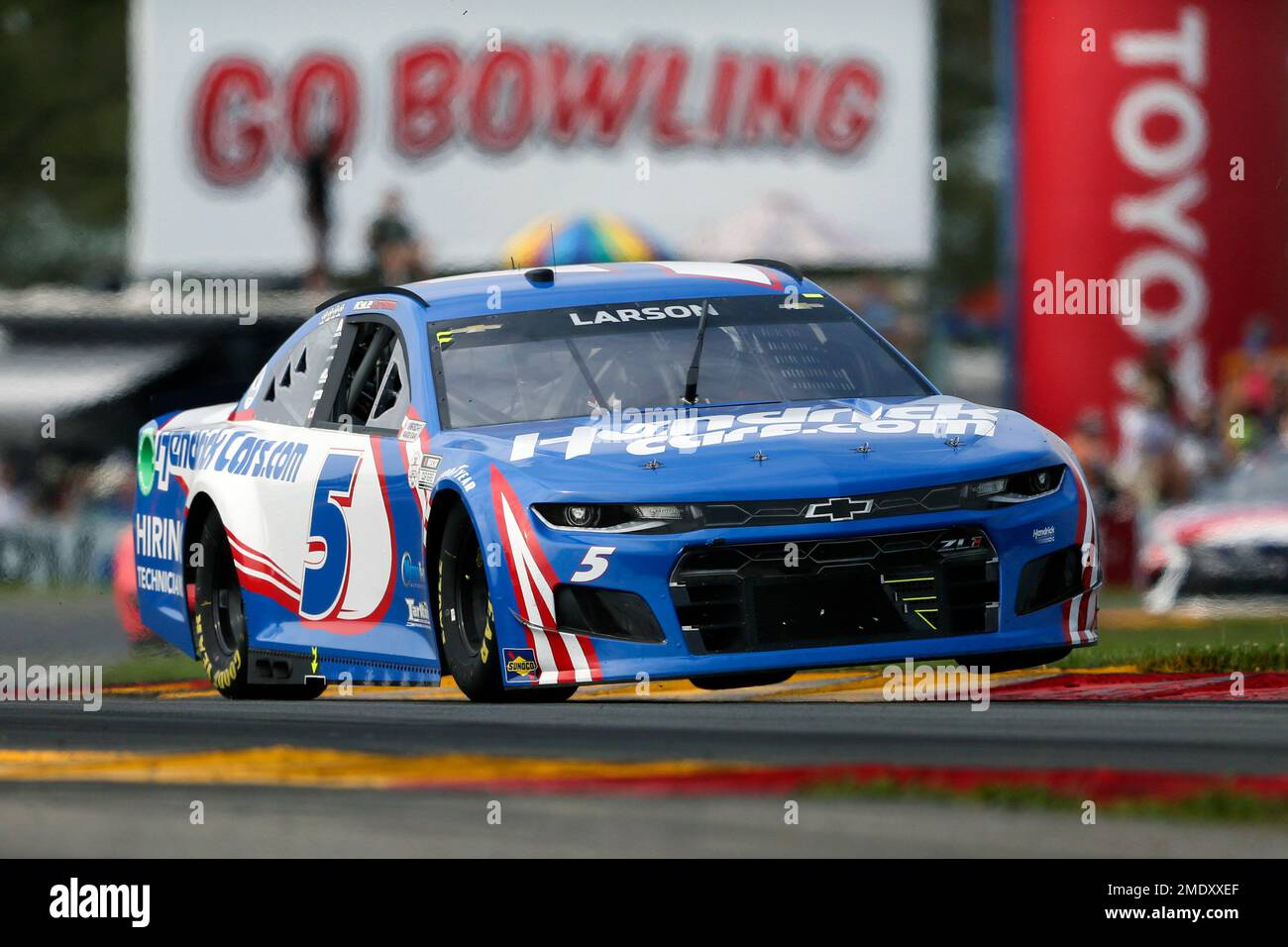 Kyle Larson drives through the Bus Stop during a NASCAR Cup Series auto ...