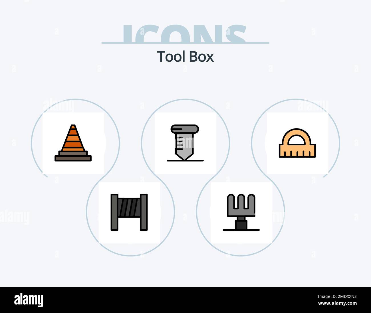 Tools Line Filled Icon Pack 5 Icon Design. tools. construction. medical. cone. ladder Stock ...