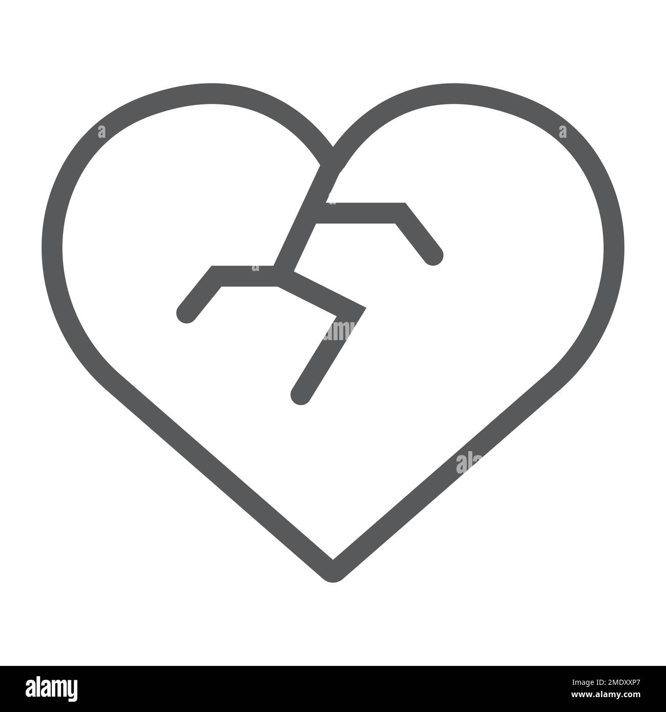 Broken heart line icon, love and broke, heartbreak sign, vector ...