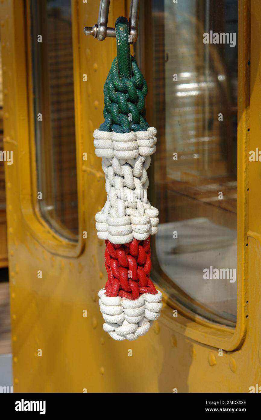 Bell rope in the colors of the national flag of the Amerigo Vespucci ...