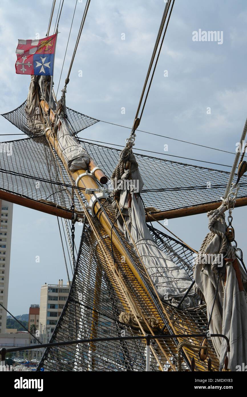 Rigging of the Amerigo Vespucci sailing school of the Italian Navy in ...