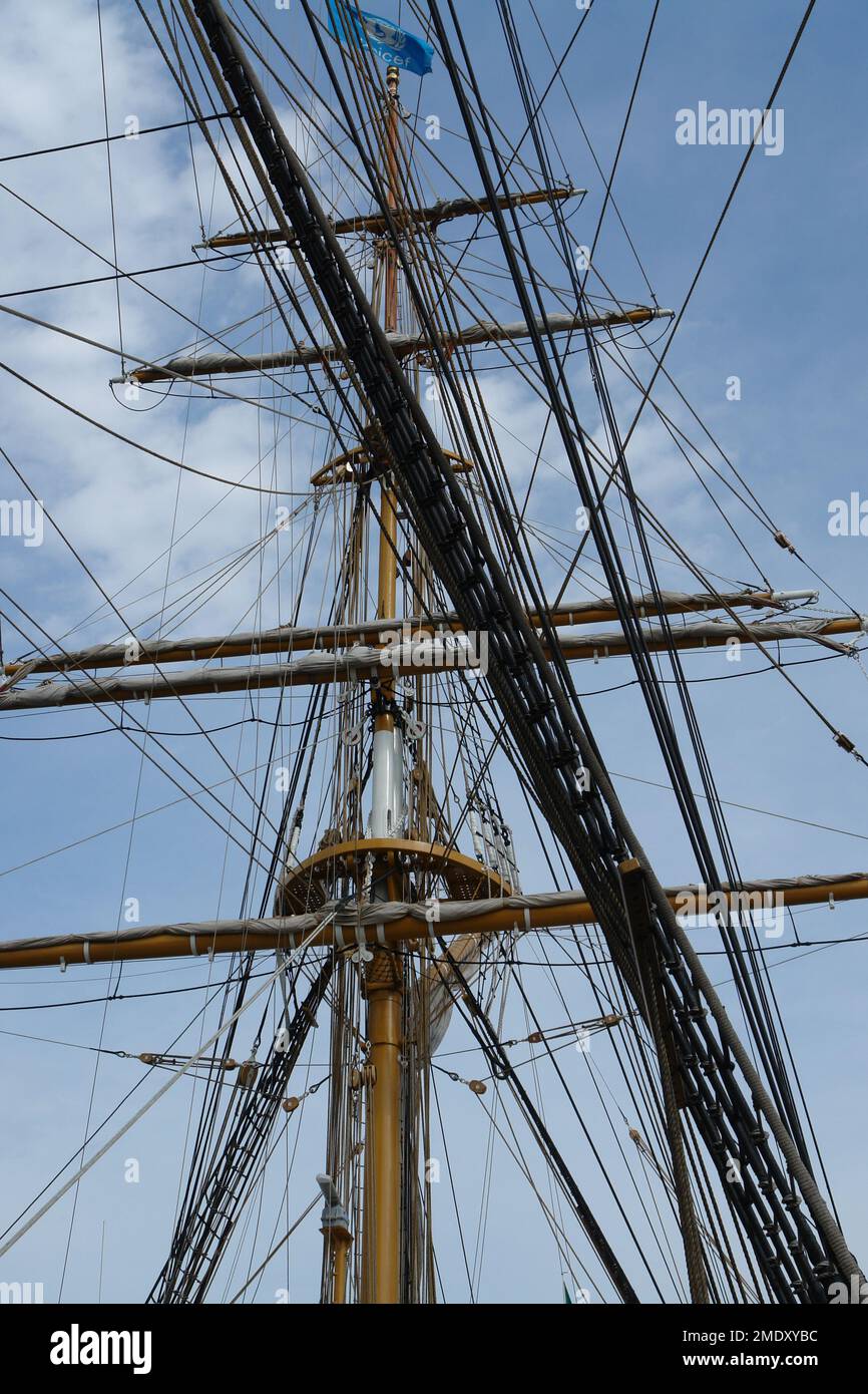 Rigging of the Amerigo Vespucci sailing school of the Italian Navy in ...