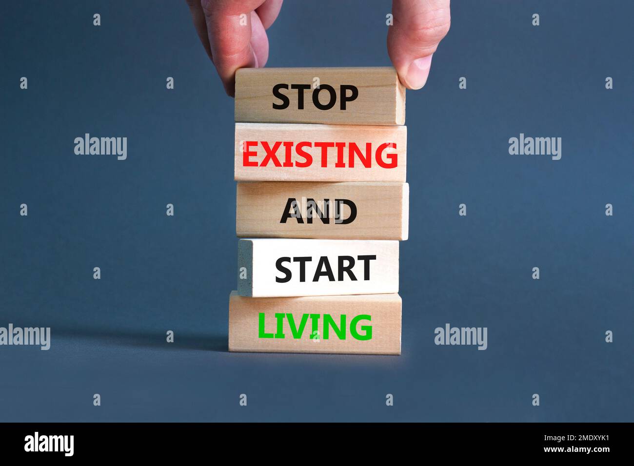 Stop existing start living symbol. Concept words Stop existing and ...