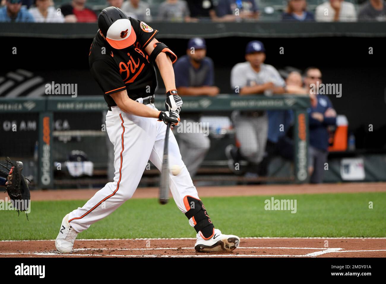 Baltimore Orioles' Trey Mancini bats against the Tampa Bay Rays during ...