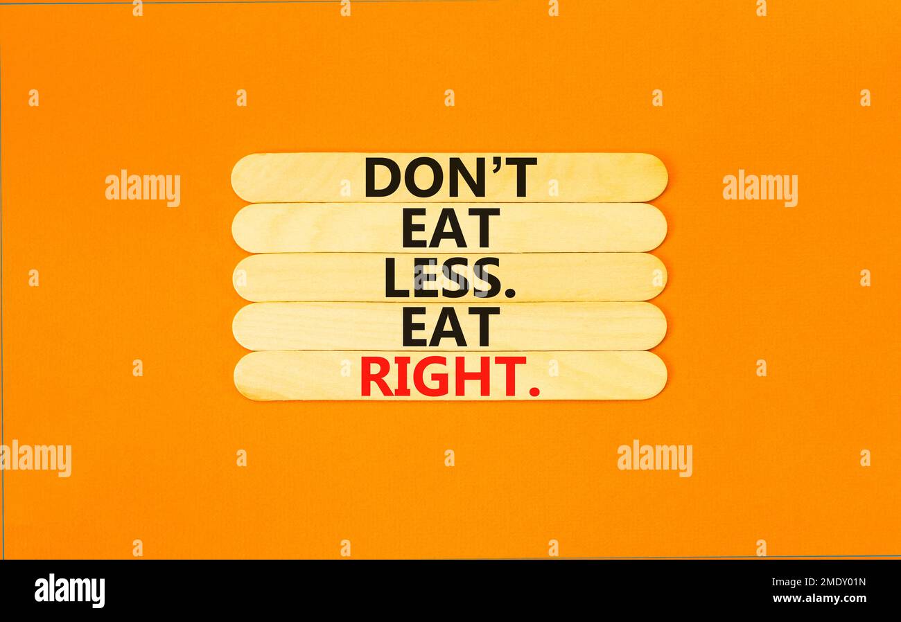 Eat less or right symbol. Concept words Do not eat less, eat right on ...