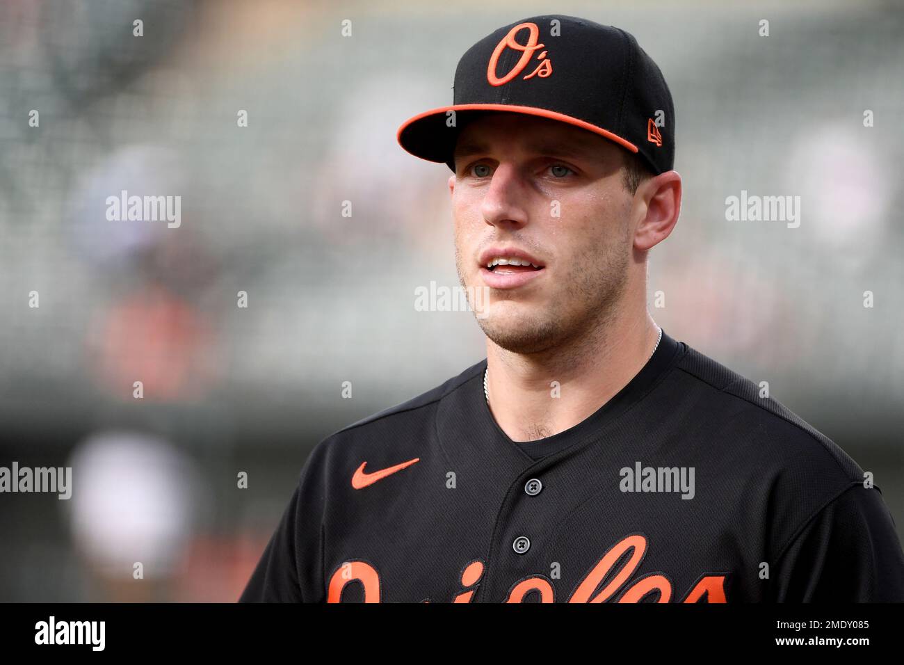 Baltimore Orioles' John Means looks on prior to a baseball game against ...