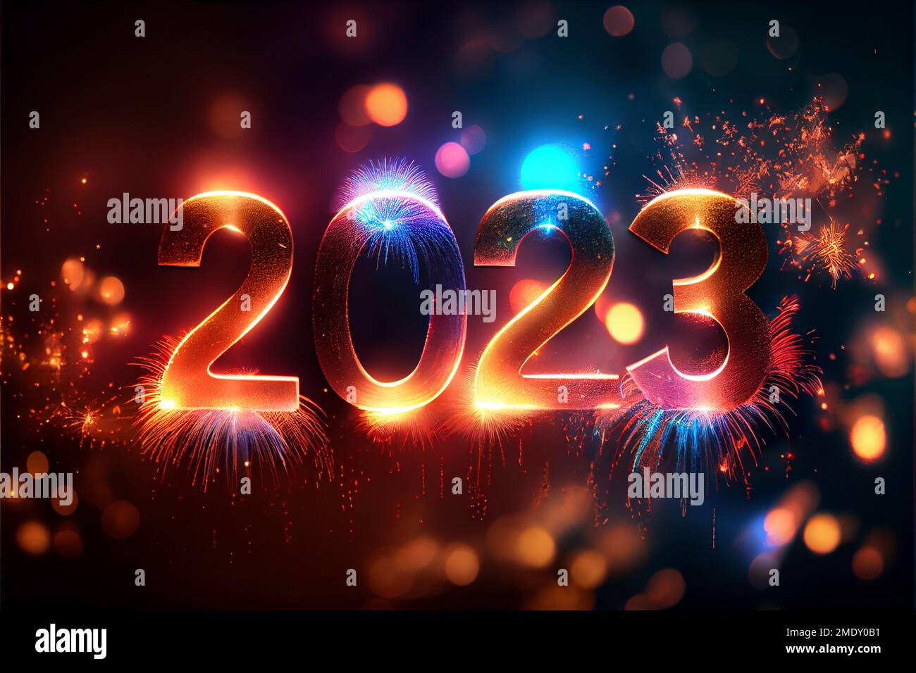 New Year 2023 background with fireworks bokeh light and the letters 2023 wallpaper Stock Photo ...