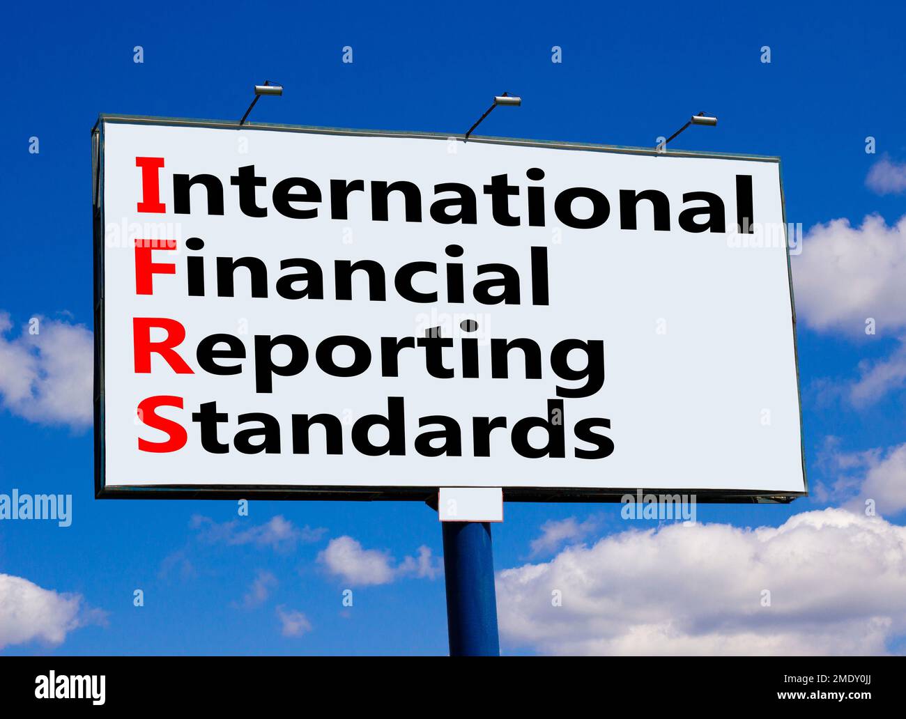 IFRS symbol. Concept words IFRS international financial reporting standards on big billboard ...
