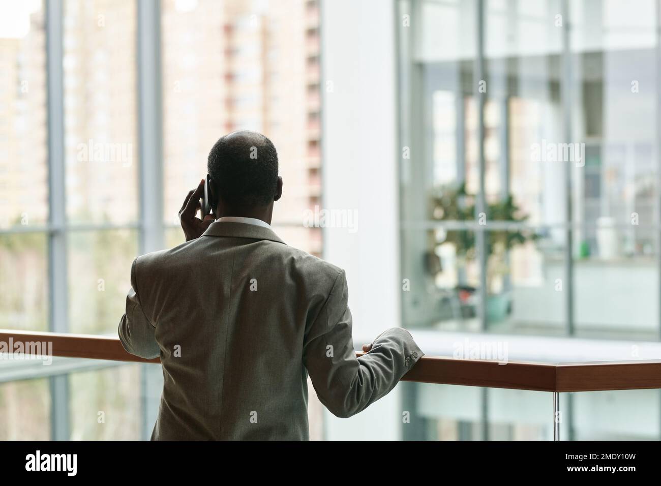 Back view of experienced African American male chief executive officer ...