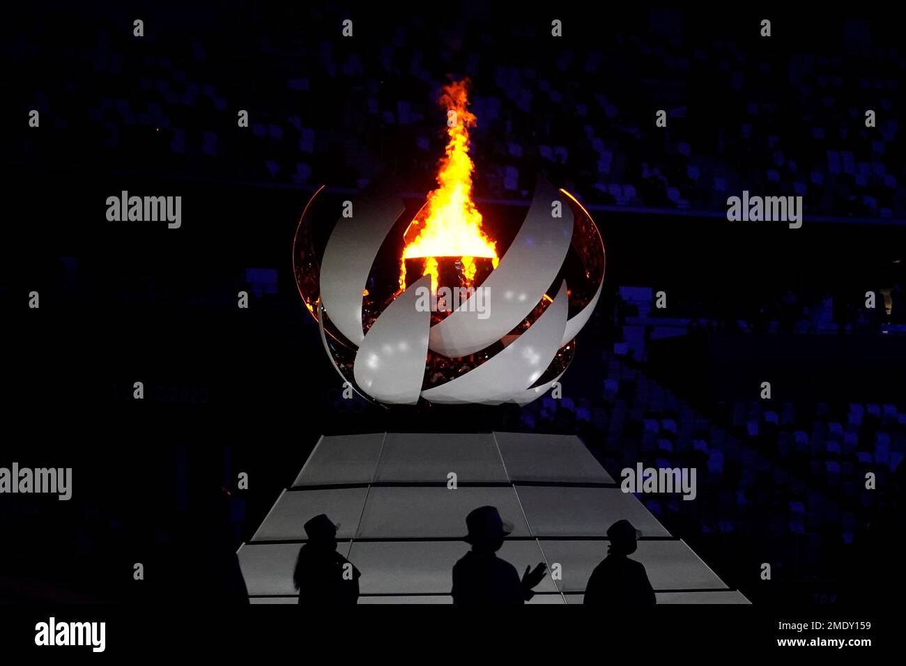 The Olympic flame burns during the closing ceremony in the Olympic ...
