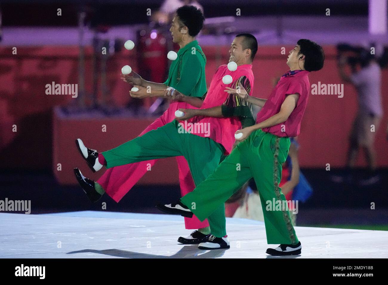 Artists perform during the closing ceremony in the Olympic Stadium at ...